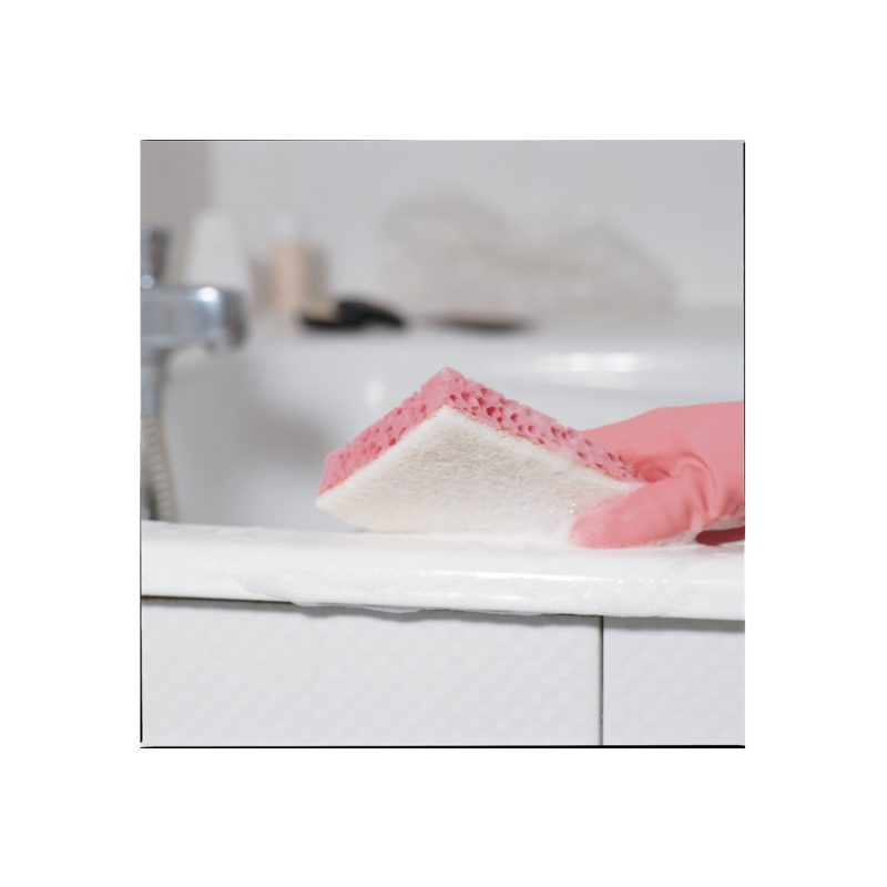 Pink special scouring sponge for fragile surfaces with 100% recycled ...